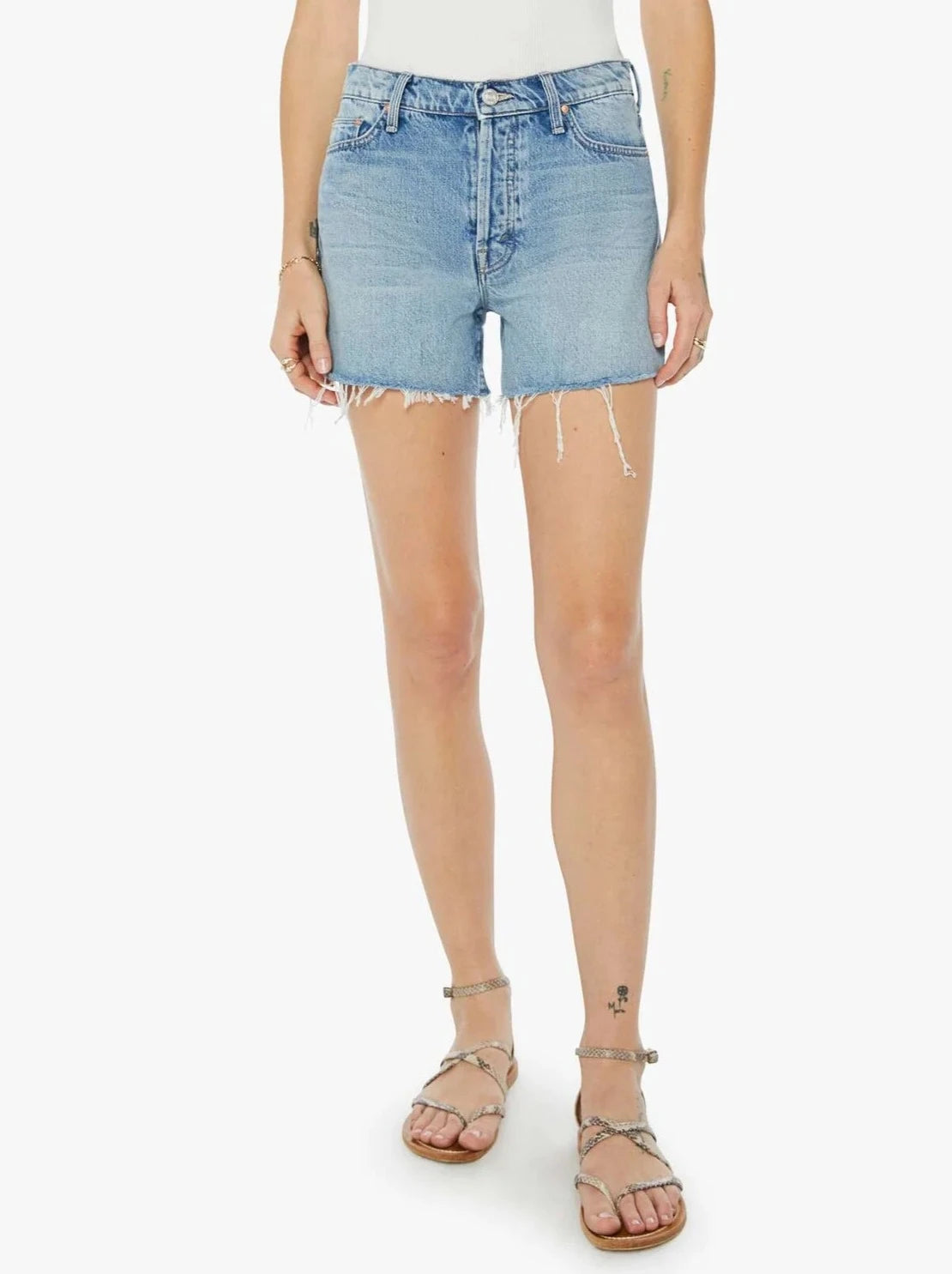 Mother Denim - Skipper Short Long Fray in Leap at the Chance – Blond Genius