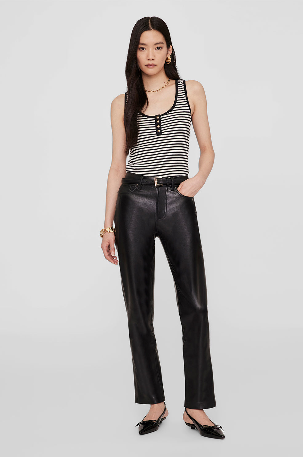 Anine Bing - Alessia Tank in Cream and Black Stripe – Blond Genius