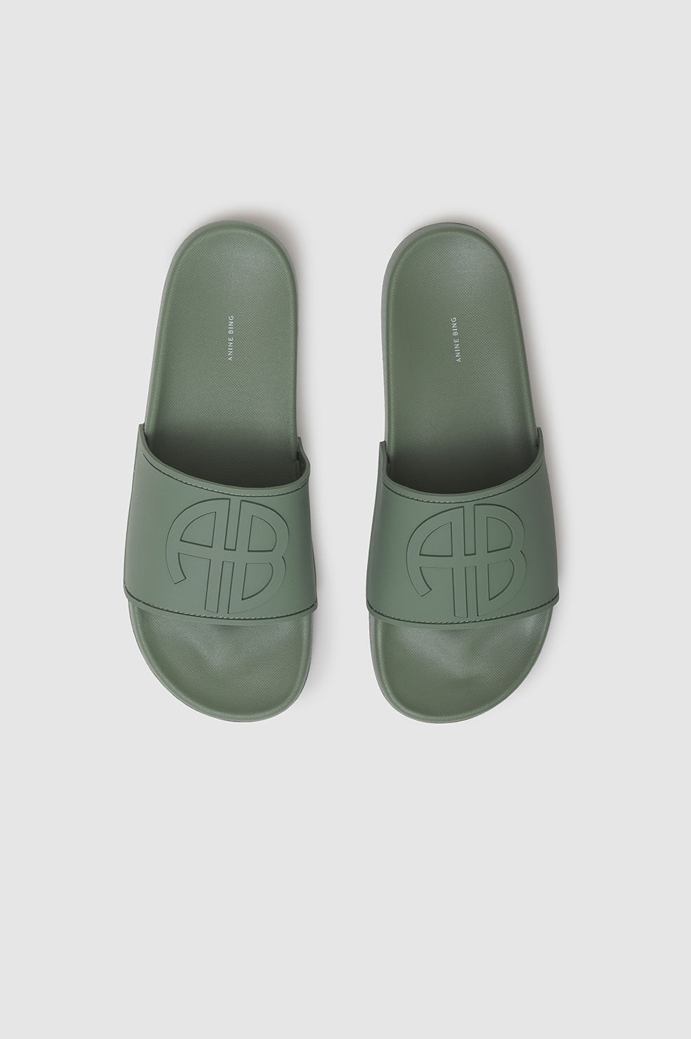 Anine Bing - Isla Slides in Artichoke Monogram – Blond Genius