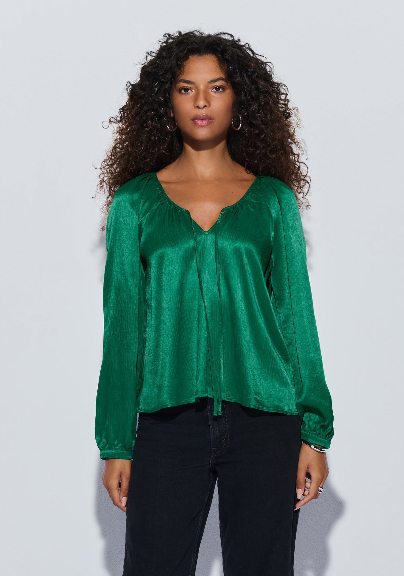 Nation LTD - Ellie Tie Front Top in Forest – Blond Genius
