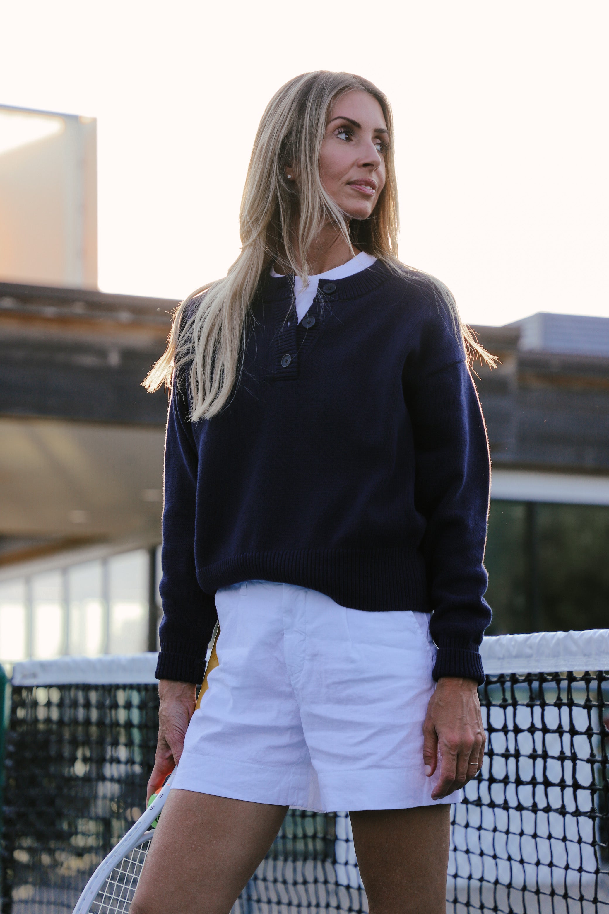 Tenlea Hunter - Cotton Tape Henley in Navy – Blond Genius