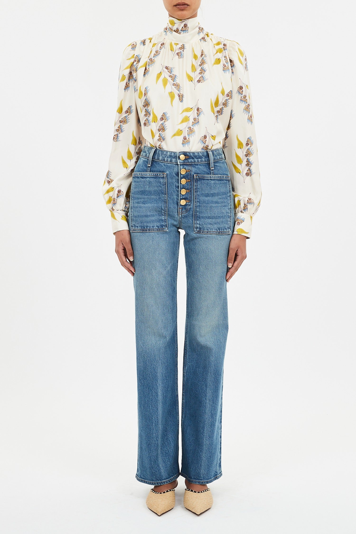 Ulla Johnson - The Stretch Lou Kick Flare Jean in Danube – Blond Genius