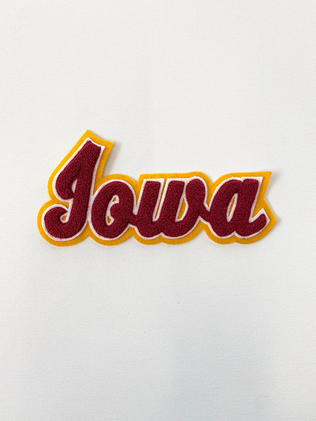 Iowa and Iowa State Script Word Patch | Blond Genius