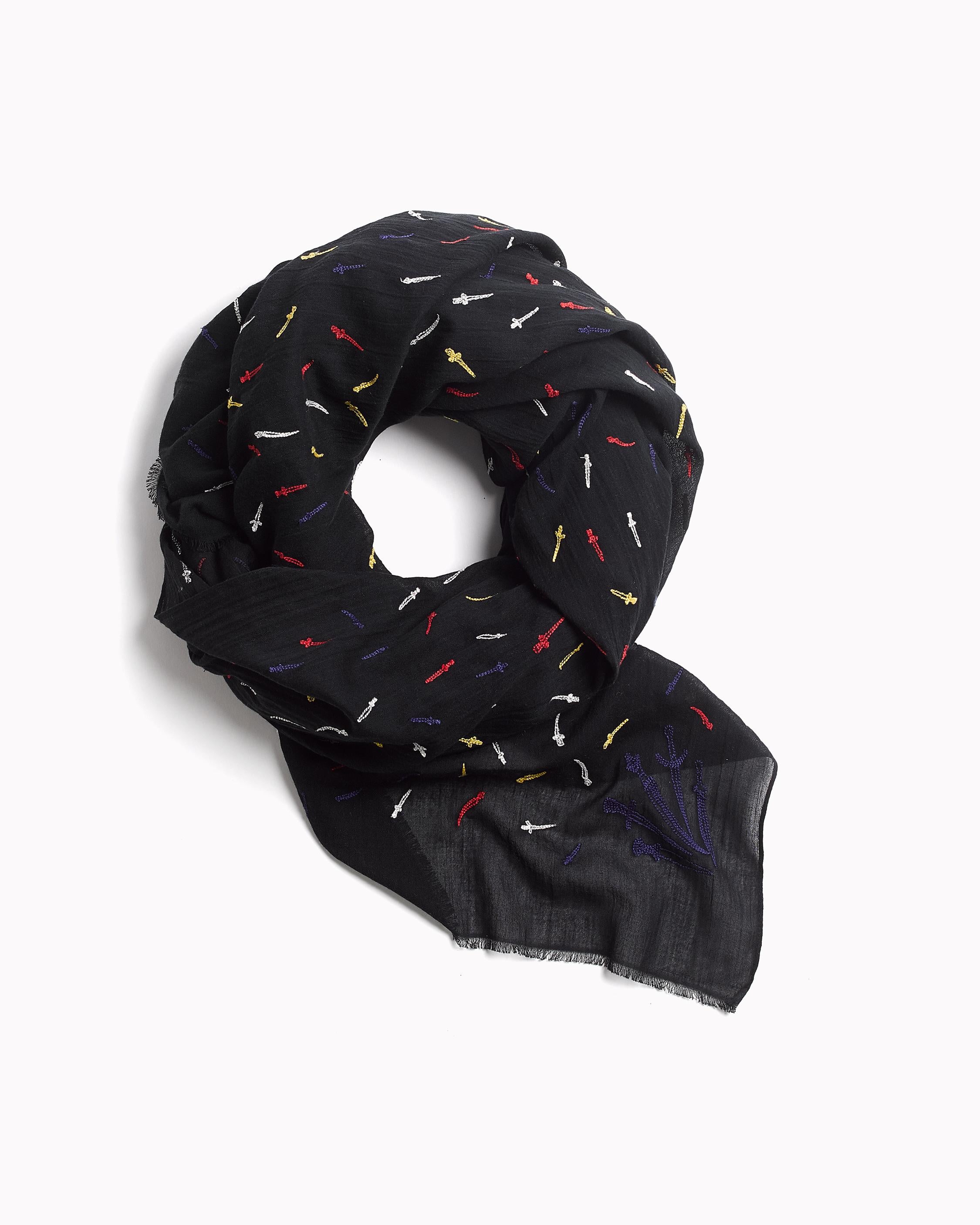 Rag & Bone - Embroidered Dagger Scarf in Red Multi – Blond Genius