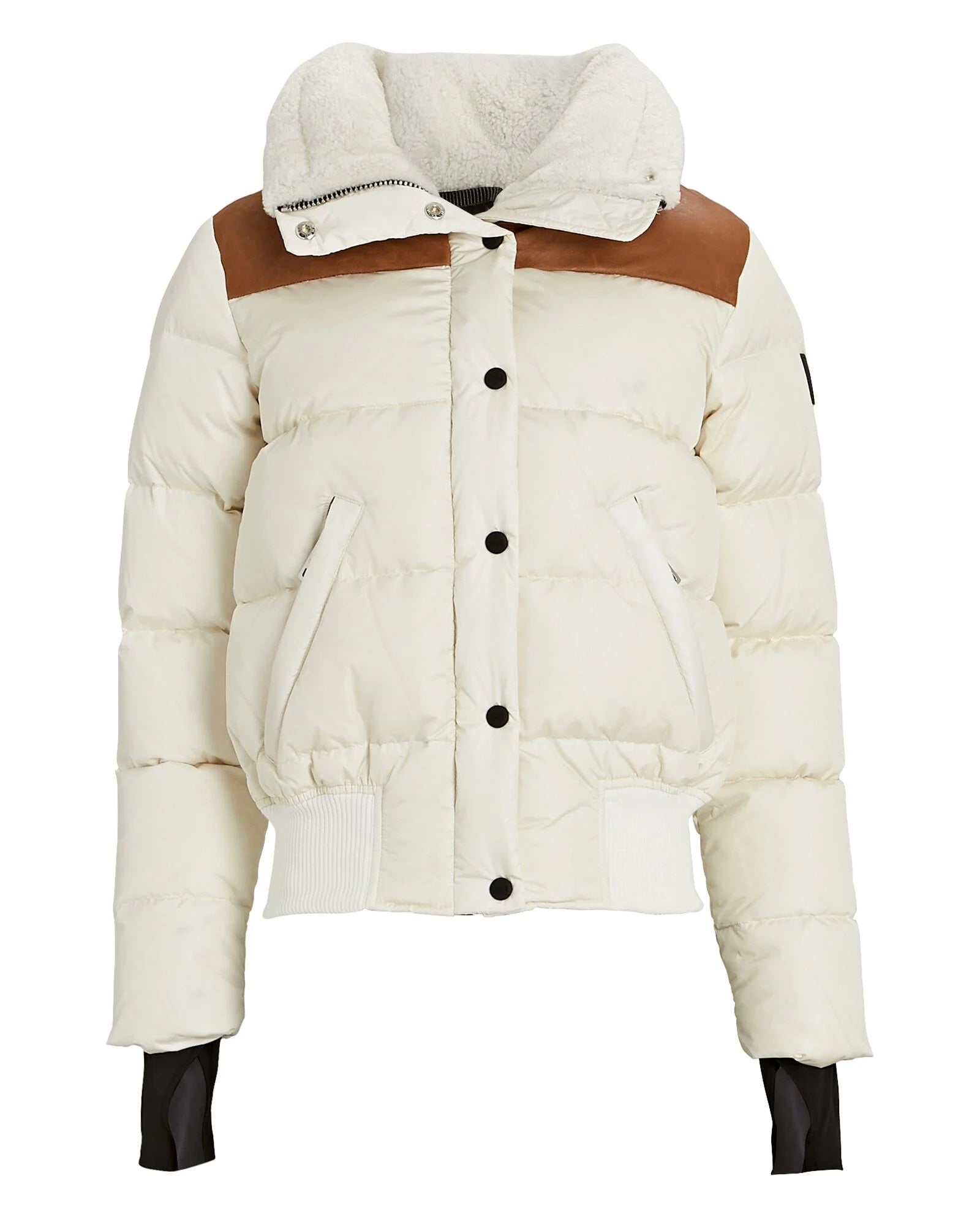 SAM - Sawyer Puffer Jacket in White Cream with Saddle Leather Trim ...