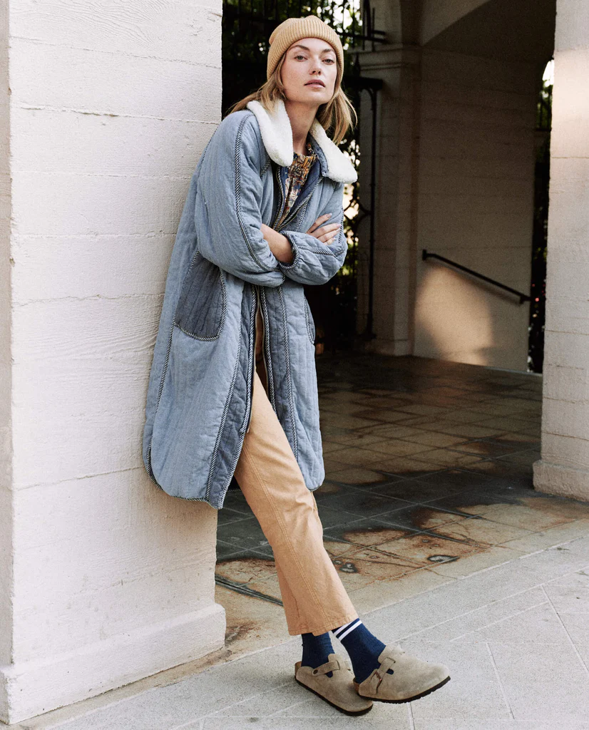 The Great - The Woodsman Coat in Sierra Wash with Cream Sherpa – Blond ...